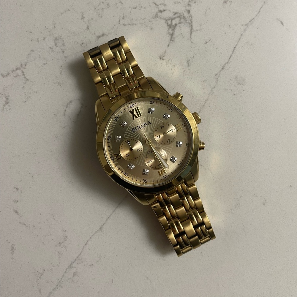 Bulova Men's Classic Gold Tone Stainless Steel 6-Hand… - Gem